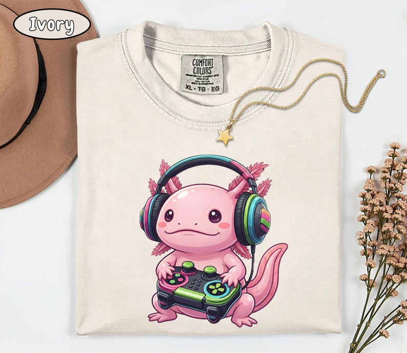Comfort Colors® Gamer Axolotl Shirt, Youth Gaming Tee, Kids Video Game ...
