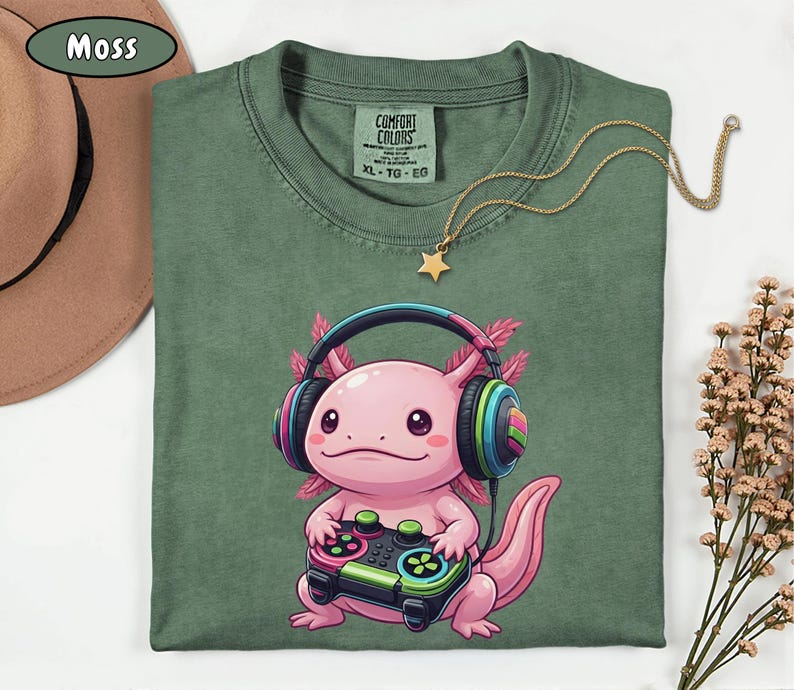 Comfort Colors® Gamer Axolotl Shirt, Youth Gaming Tee, Kids Video Game ...