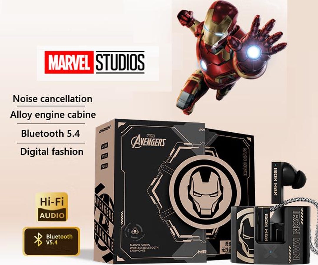 MARVEL Ironman Bluetooth 5.4 Earbuds, Active Noise Cancellation - Etsy