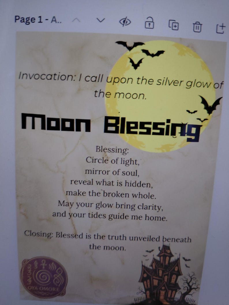 Moon Blessing + Ritual Guide – Printable Spiritual Poem, Full Moon ...