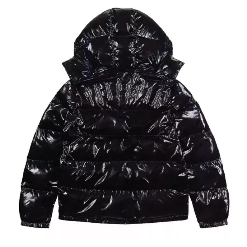 Black Glossy Puffer Jacket With Hood : Urban Streetwear Bubble Coat for ...