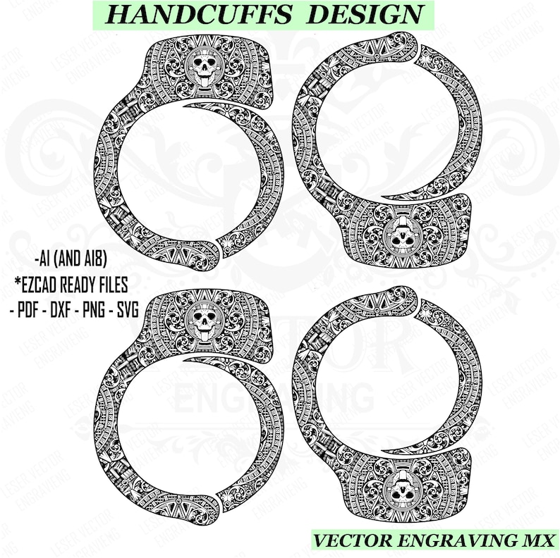 Handcuff Skull Laser Engraving Design File | Digital Download for Fiber ...