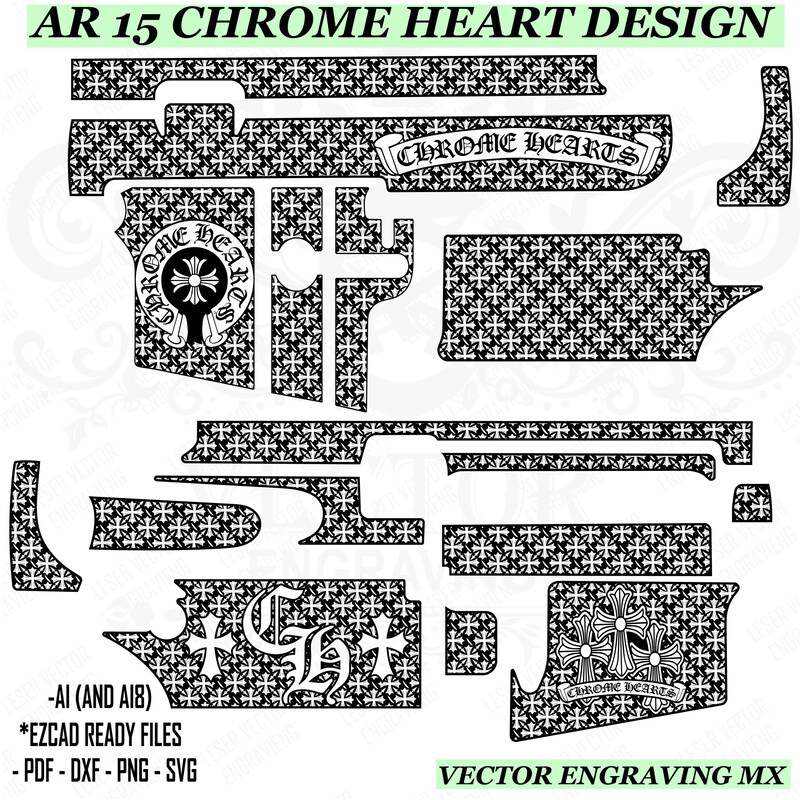 Chrome Heart Cross Svg - Etsy