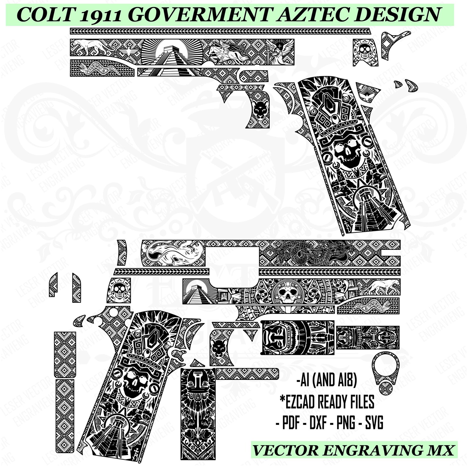 COLT 1911 GOVERNMENT Aztec Design Vector Template - Etsy