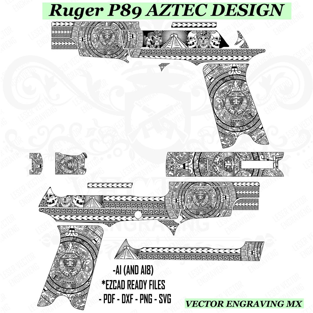 Ruger P89 Aztec Design Engraving Template Detailed Mayan Calendar ...