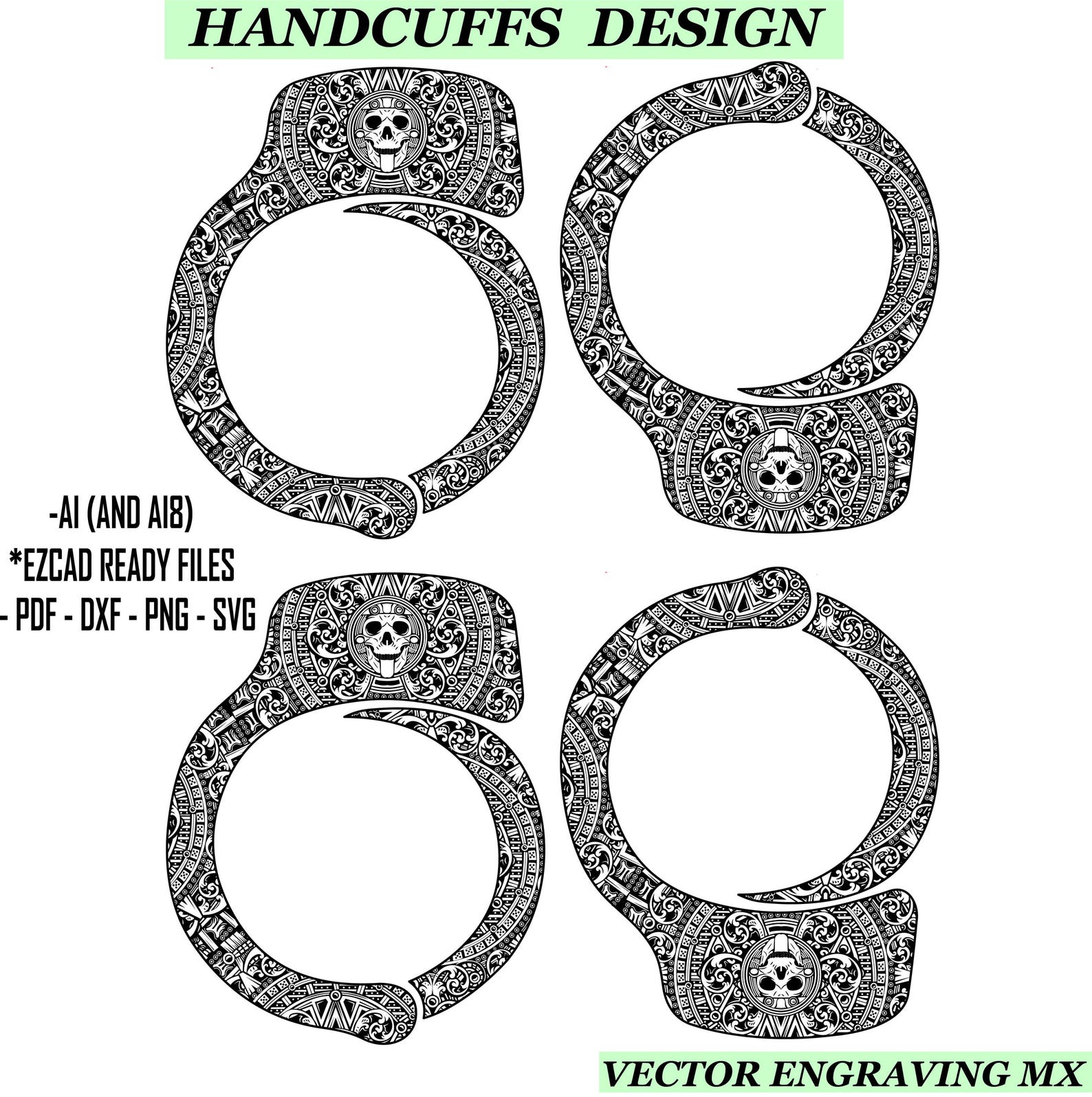 Handcuff Skull Laser Engraving Design File | Digital Download for Fiber ...