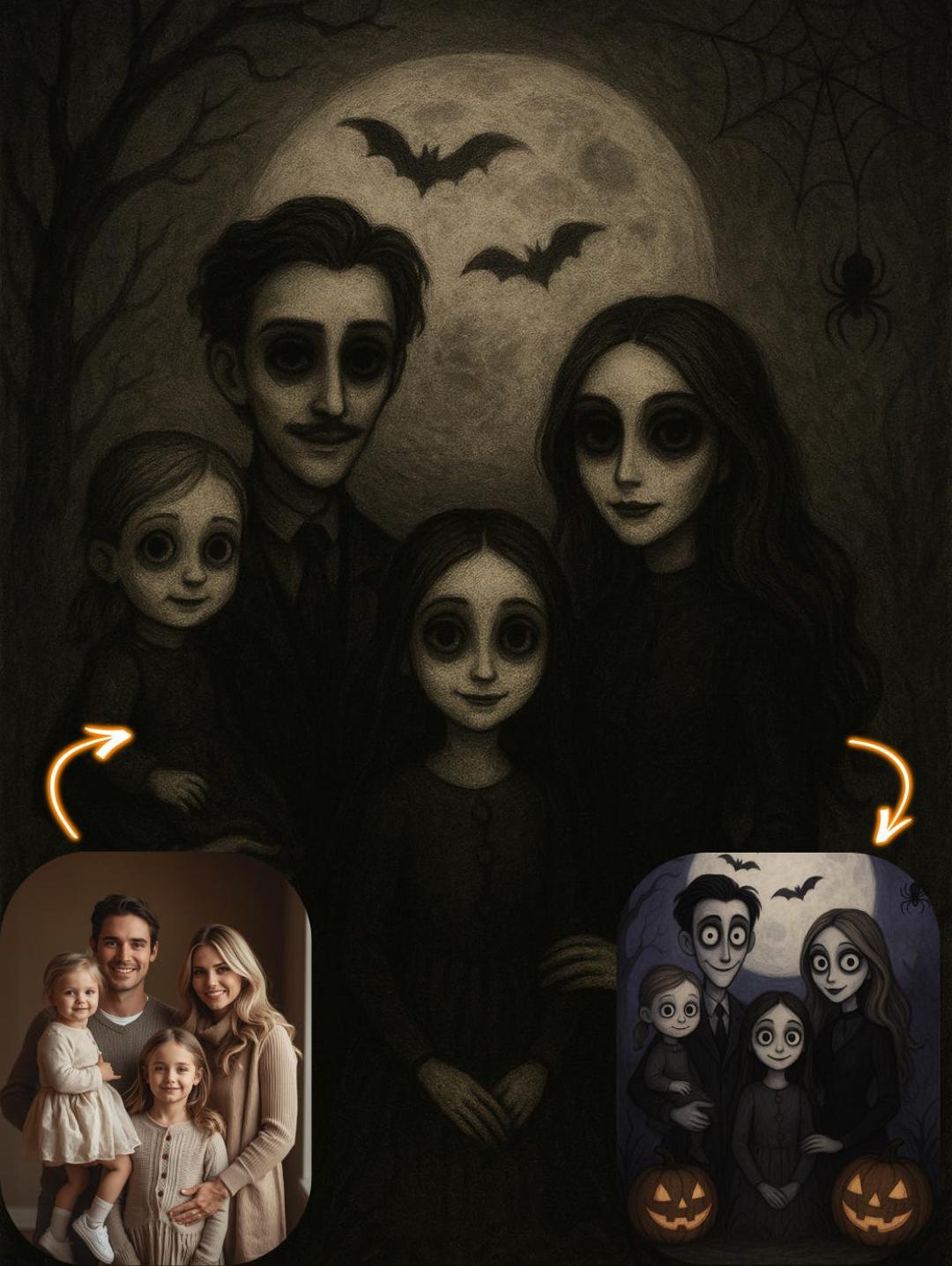 Tim Burton-inspired Gothic Portrait | Custom Dark Art (digital Download ...