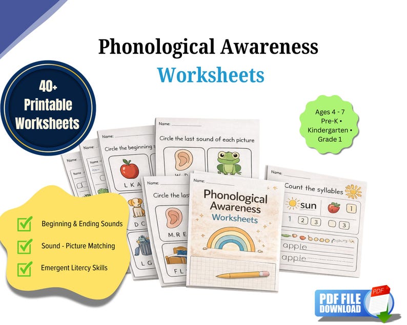 SLP Phonological Awareness Worksheets | Beginning & Ending Sounds ...