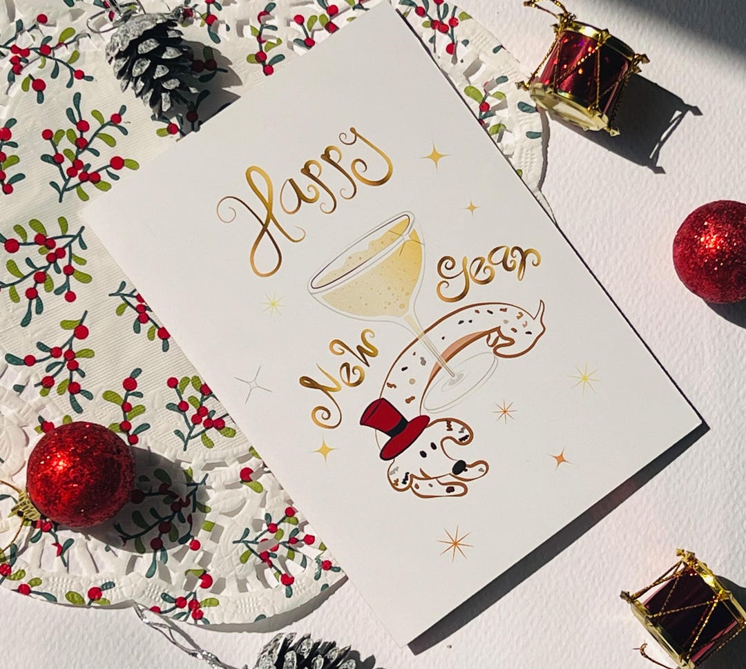 Printable Dachshund New Year Card | New Year Dog Card (digital Download ...