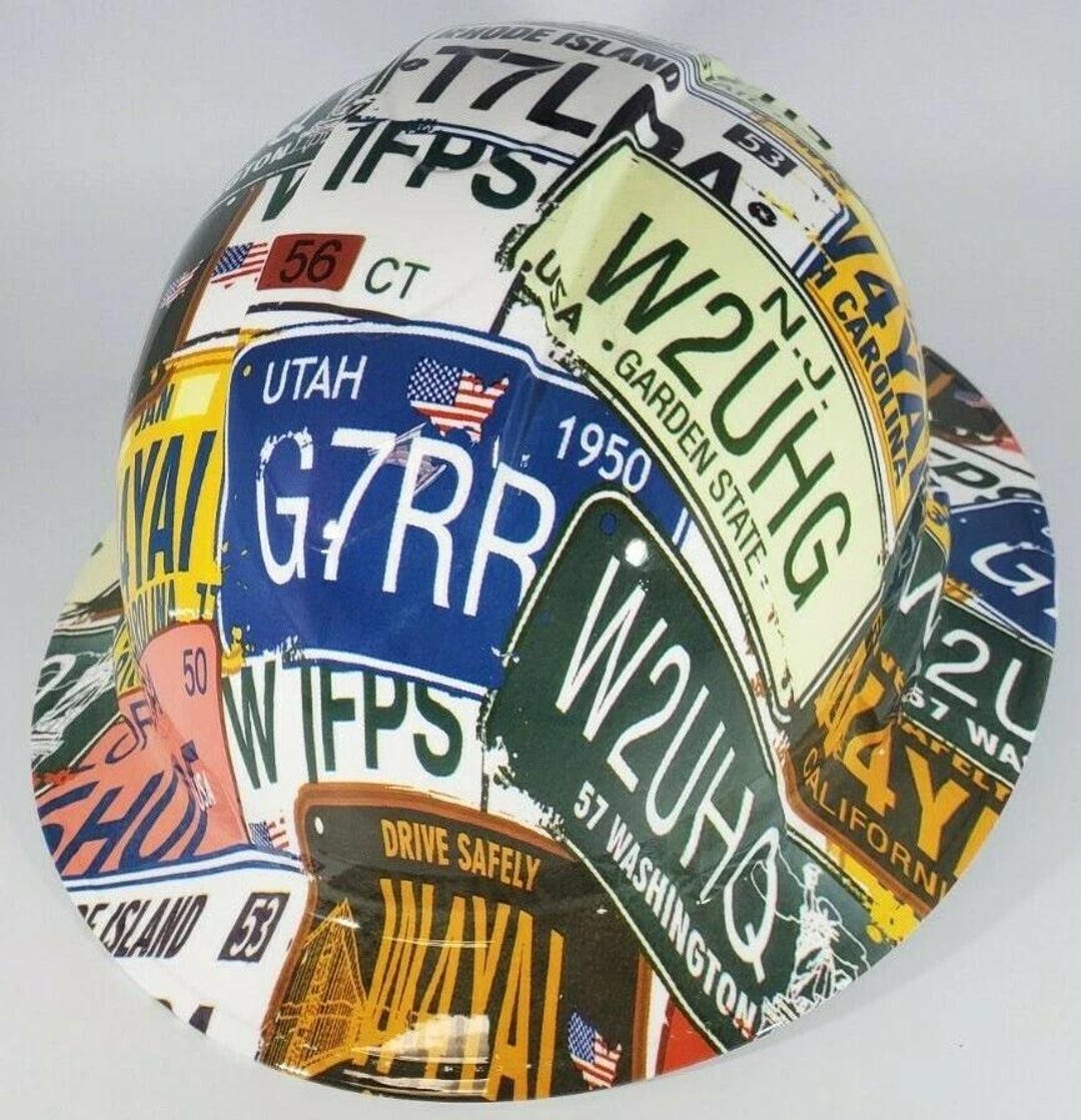 License Plates Hydro Dipped Hard Hat - Etsy