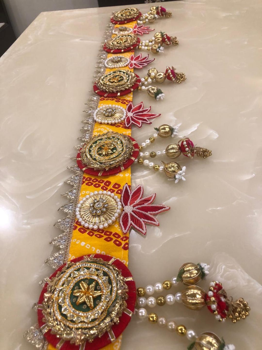 Handmade Indian Toran: Festive Diwali Door Hanging With Pearls - Etsy