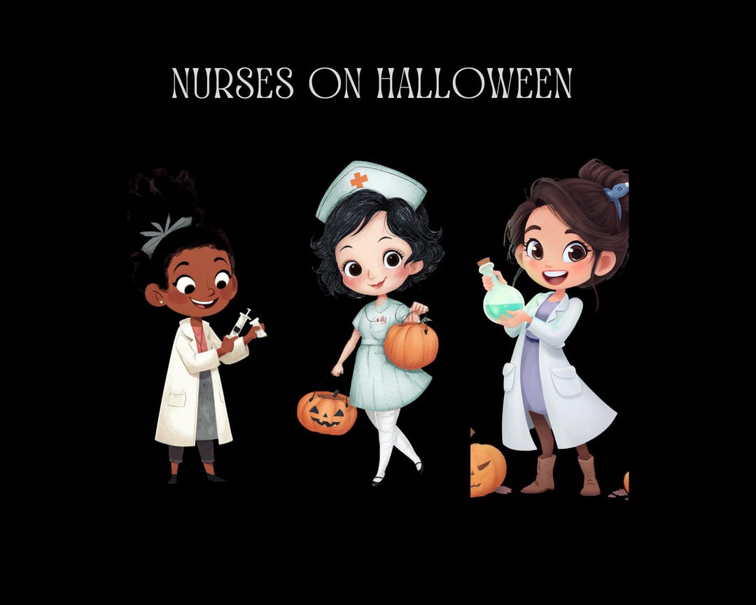 Halloween Nurse Clipart Bundle: Kawaii Spooky Medical Stickers (digital ...