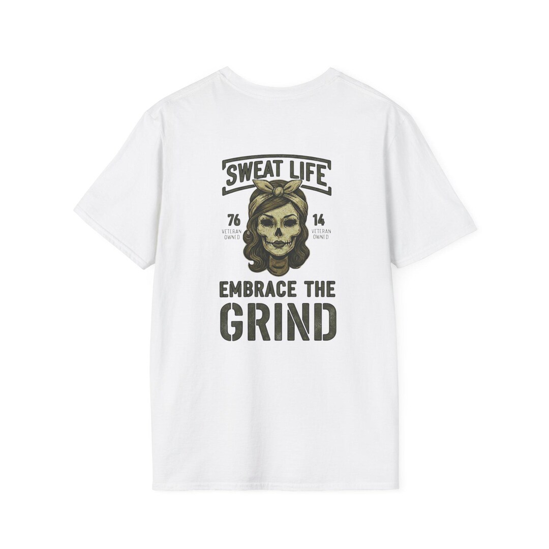 Embrace the Grind Skull Rosie Design T-shirt | Sweat Life Chest Logo - Etsy