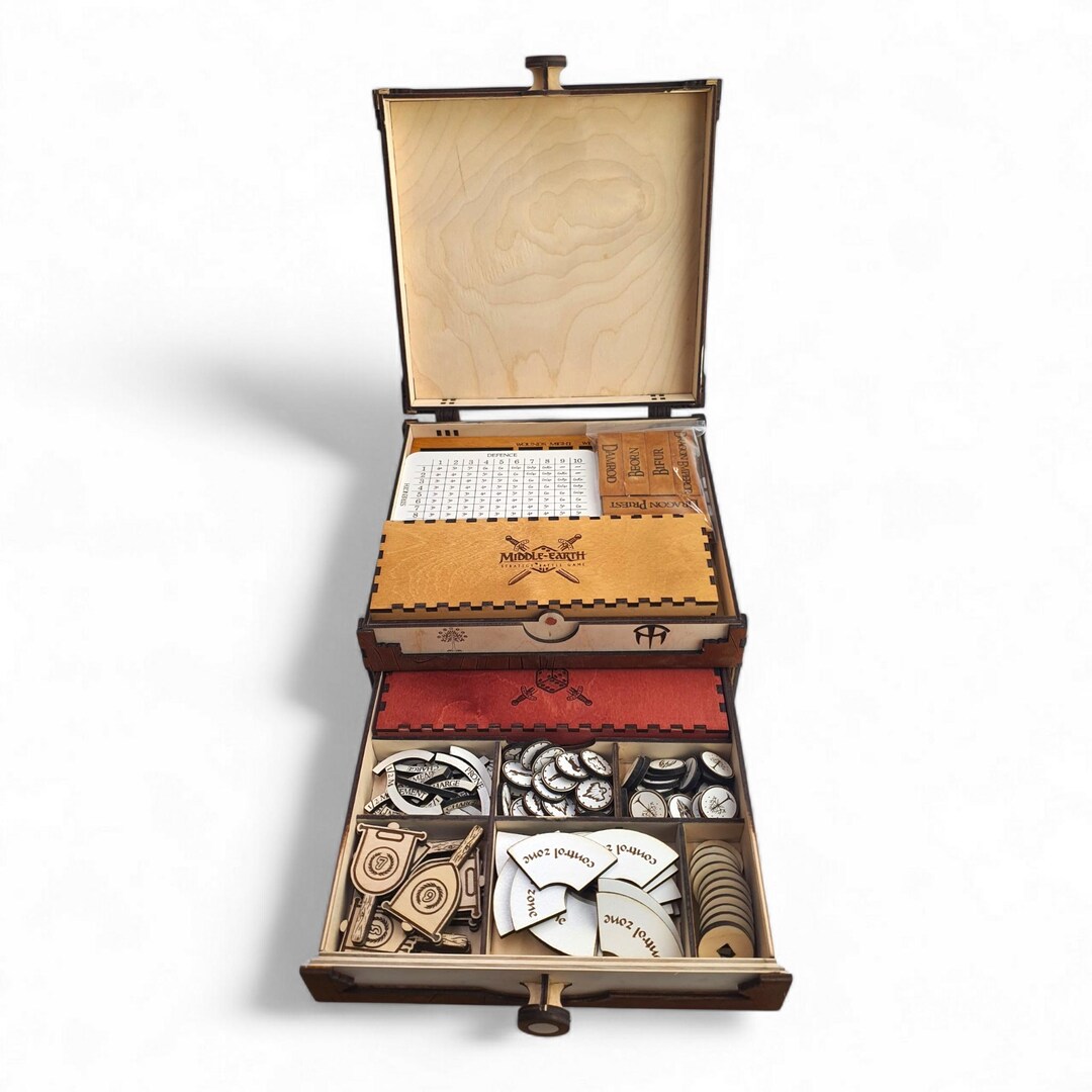 MESBG Player Organizer Box, Wooden Two-player Set, Dice Trays, Tokens ...