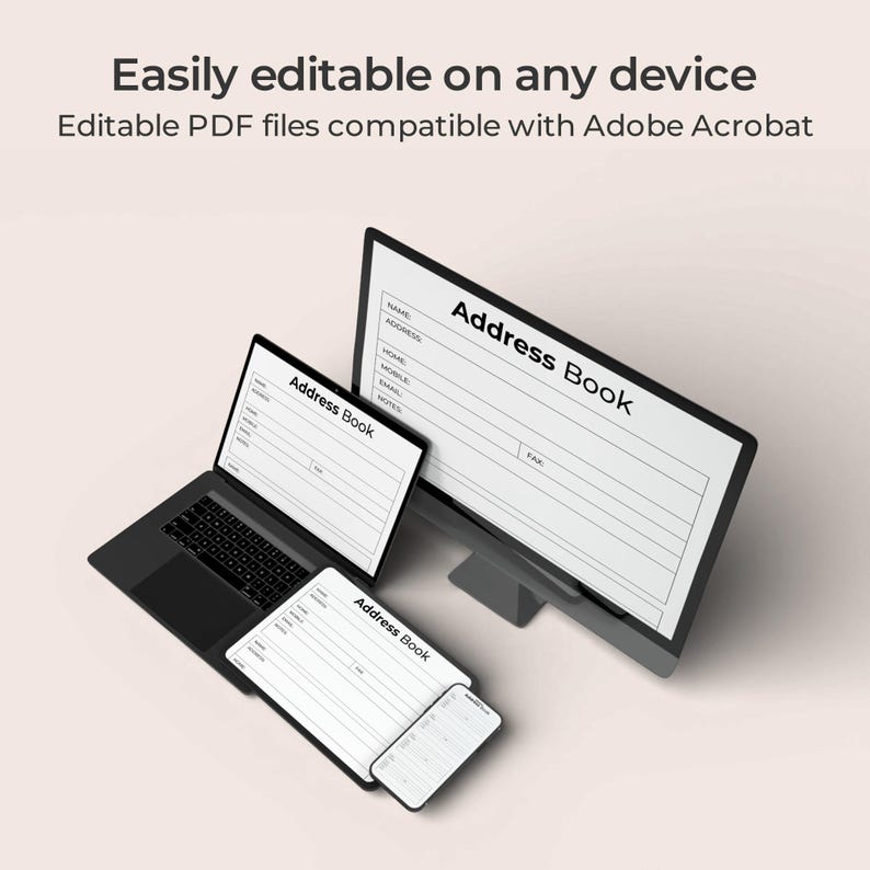 Editable Address Book Printable | Contact List Planner (A4 A5 Letter ...