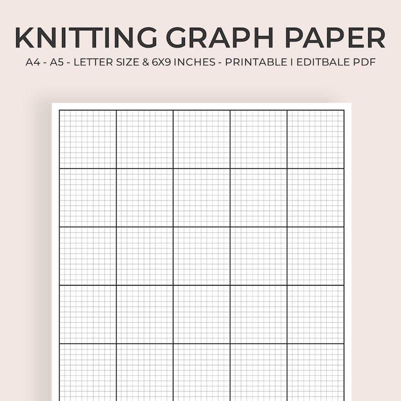 Knitting Graph Paper Printable PDF | Crochet & Stitch Chart Template ...