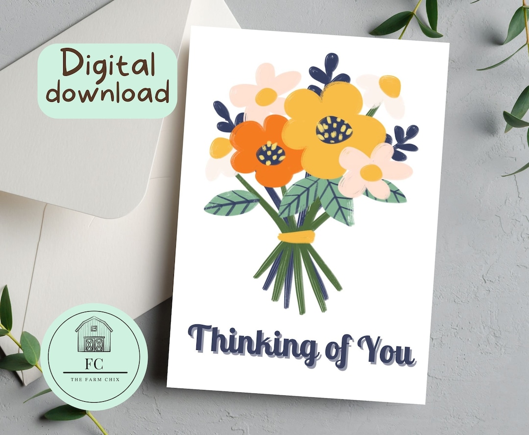Thinking of You Printable Greeting Card Instant Download - Etsy