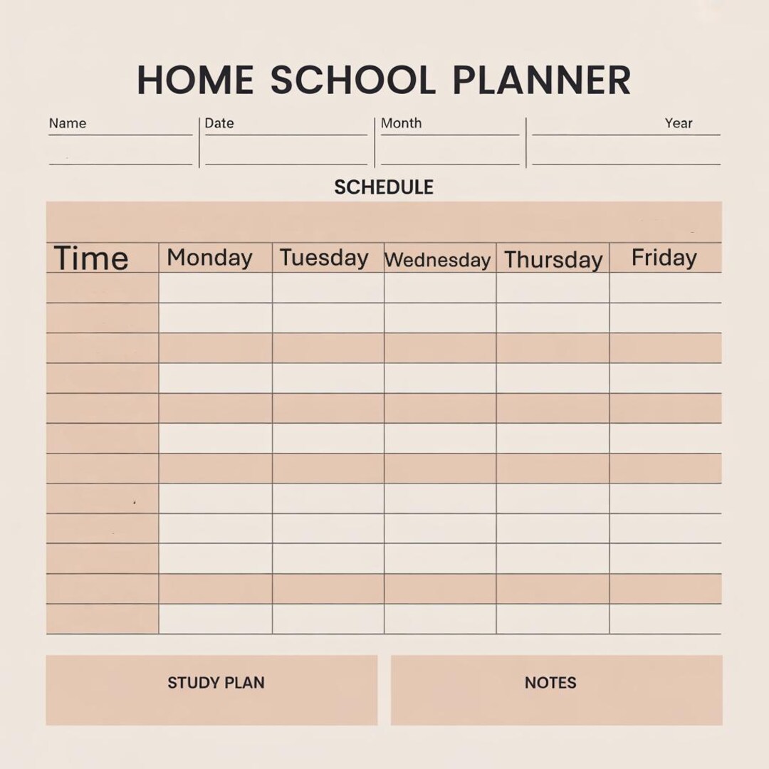Homeschool Planner Canva Template | Printable Editable Study Schedule ...