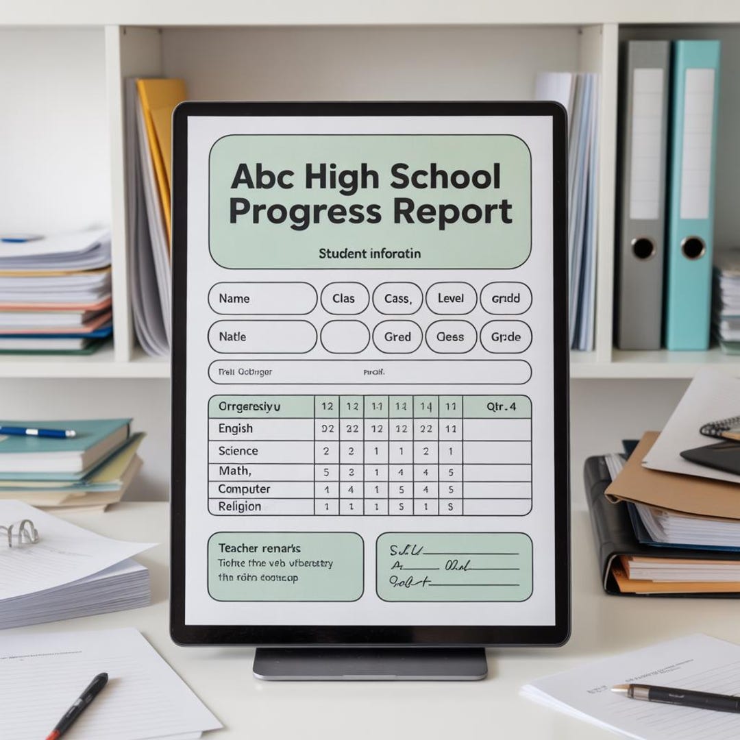 Editable School Progress Report Template: Canva Printable Digital ...