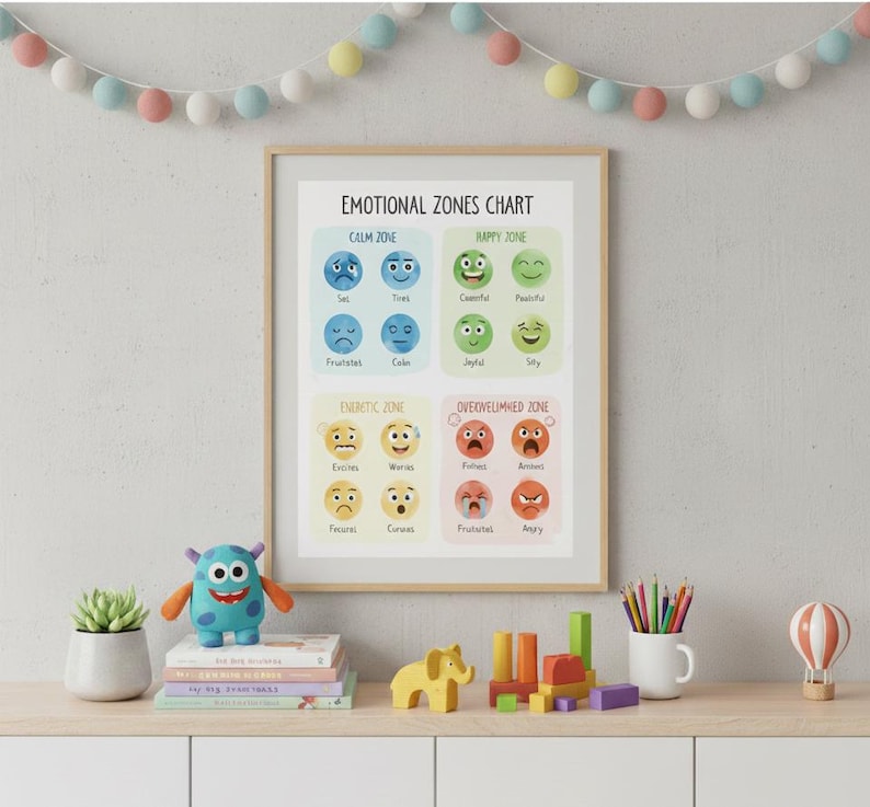 Zones of Regulation Poster, Emotions Chart, Therapy Office Decor ...