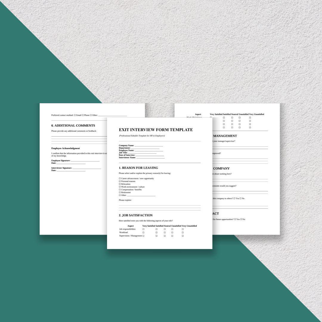 Exit Interview Form Template: Editable HR Feedback Canva, PDF, Word - Etsy