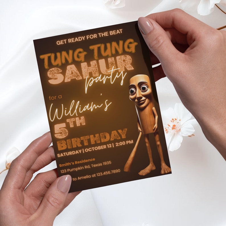 Editable Tung Tung Sahur Invitation Italian Brain Rot Invitation ...