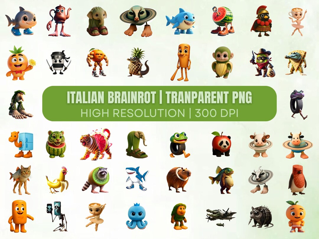 Italian Brainrot PNG Bundle, Meme Italian Brainrot Birthday Png, Meme ...