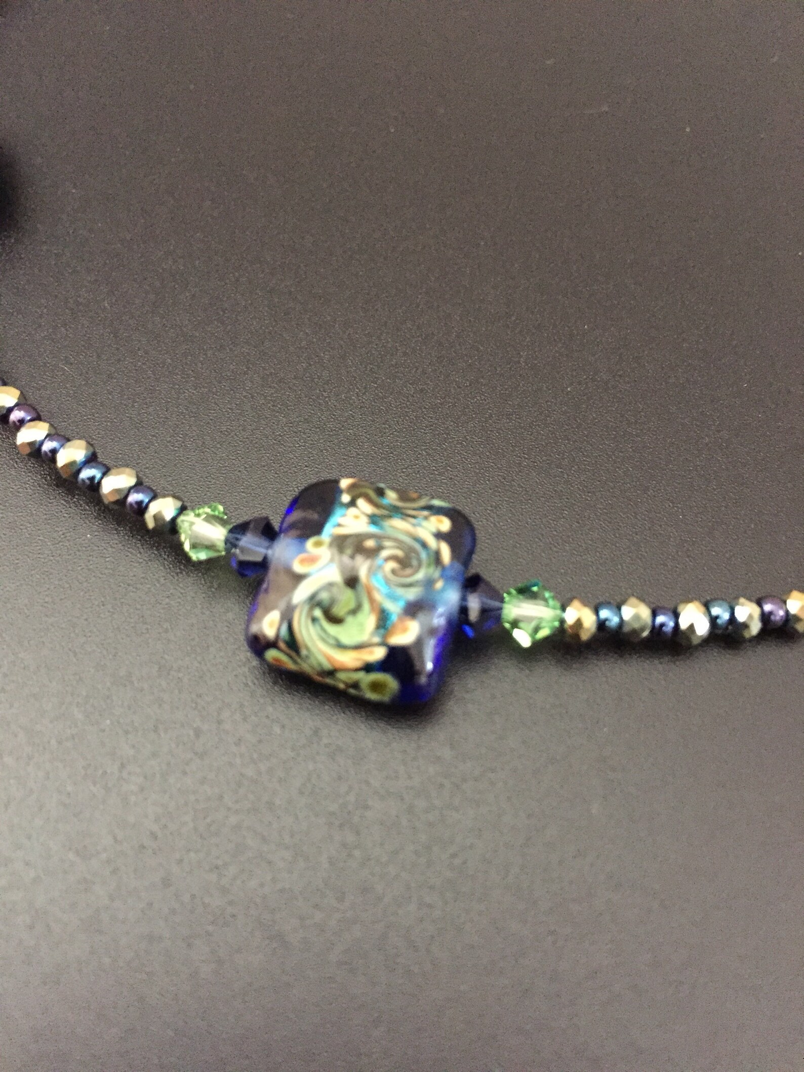 Lampwork Bead and Crystal Necklace - Etsy