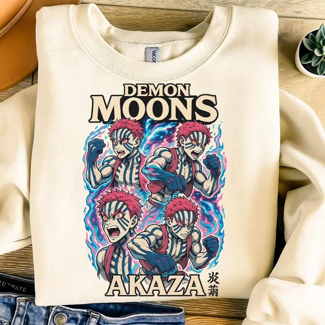 Demon Slayer Akaza T-shirt Design, Anime Character Art (digital ...