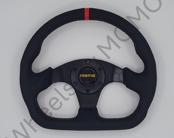 MOMO Leather D Shape Street Sport Steering Wheel 320mm 12.5in BRLRR ...