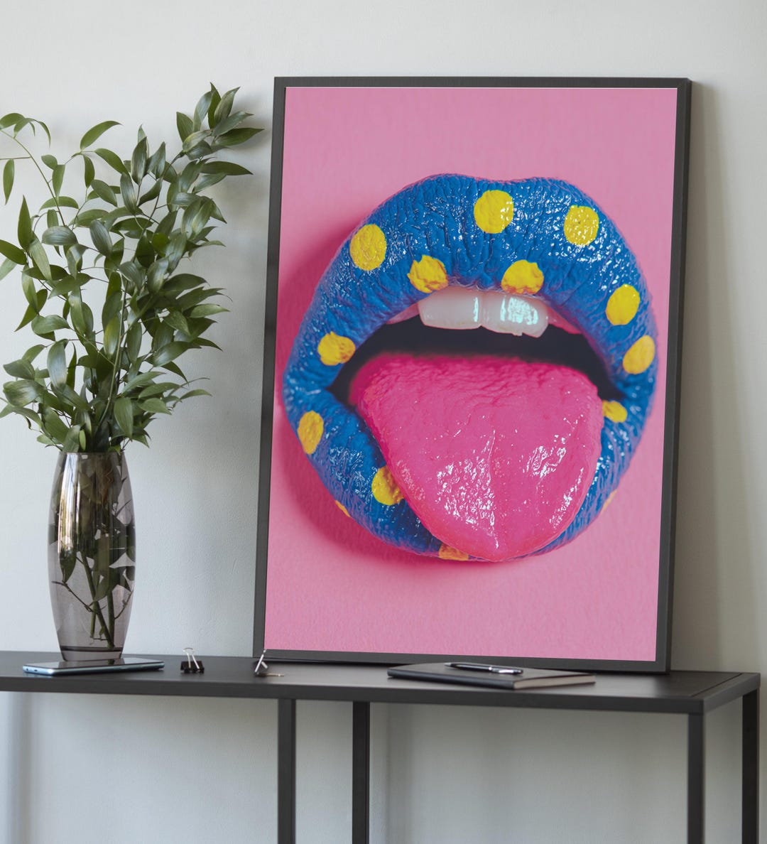 Blue Lips Pop Art Canvas: Funky Modern Wall Decor - Etsy