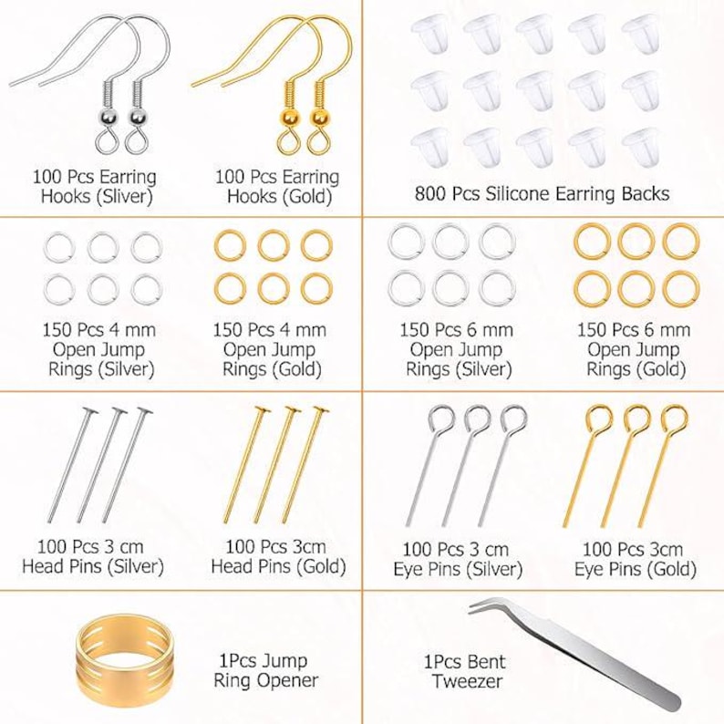 Hypoallergenic Earring Making Kit: 925 Silver Hooks, Jump Rings, and ...