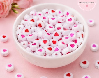 800pcs Red & Pink Heart Pony Beads for DIY Valentine Jewelry Crafts - Etsy