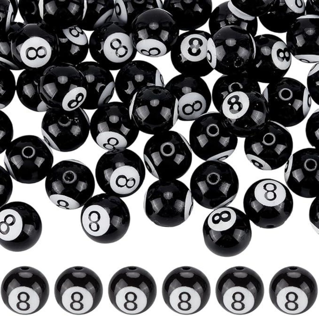 60pcs 16mm Black Pool Ball Beads for DIY Jewelry Bracelet Necklace ...