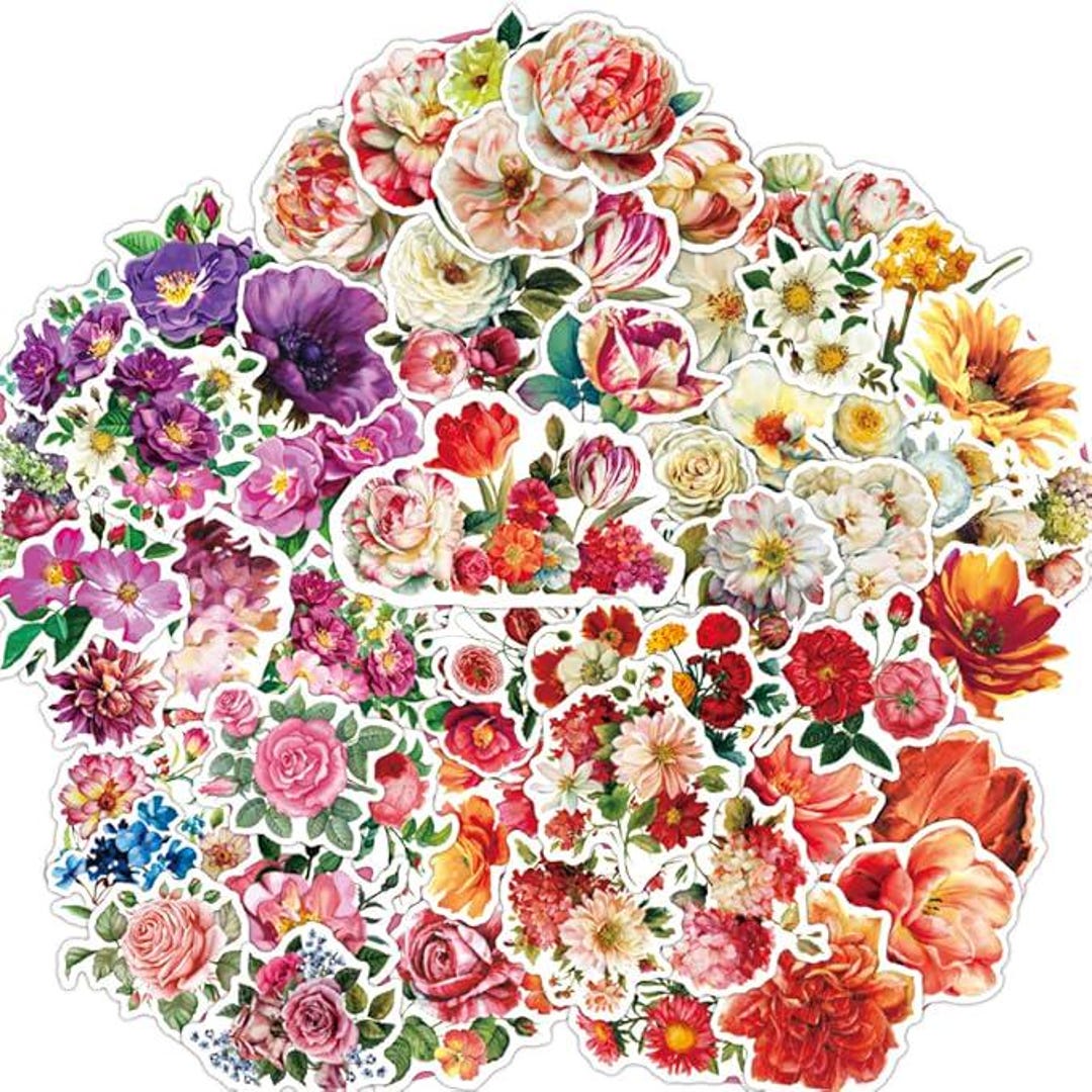Waterproof Flower Stickers for Kids Teens Laptop Skateboard DIY Decor ...