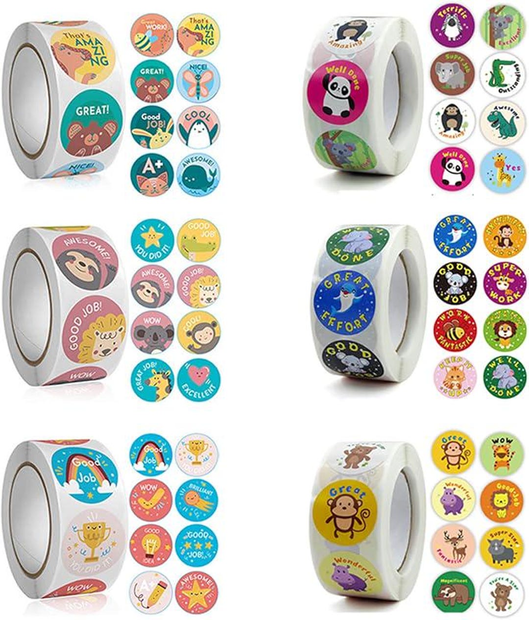 3000pcs Teacher Reward Stickers Cartoon Animals for Students Classroom ...