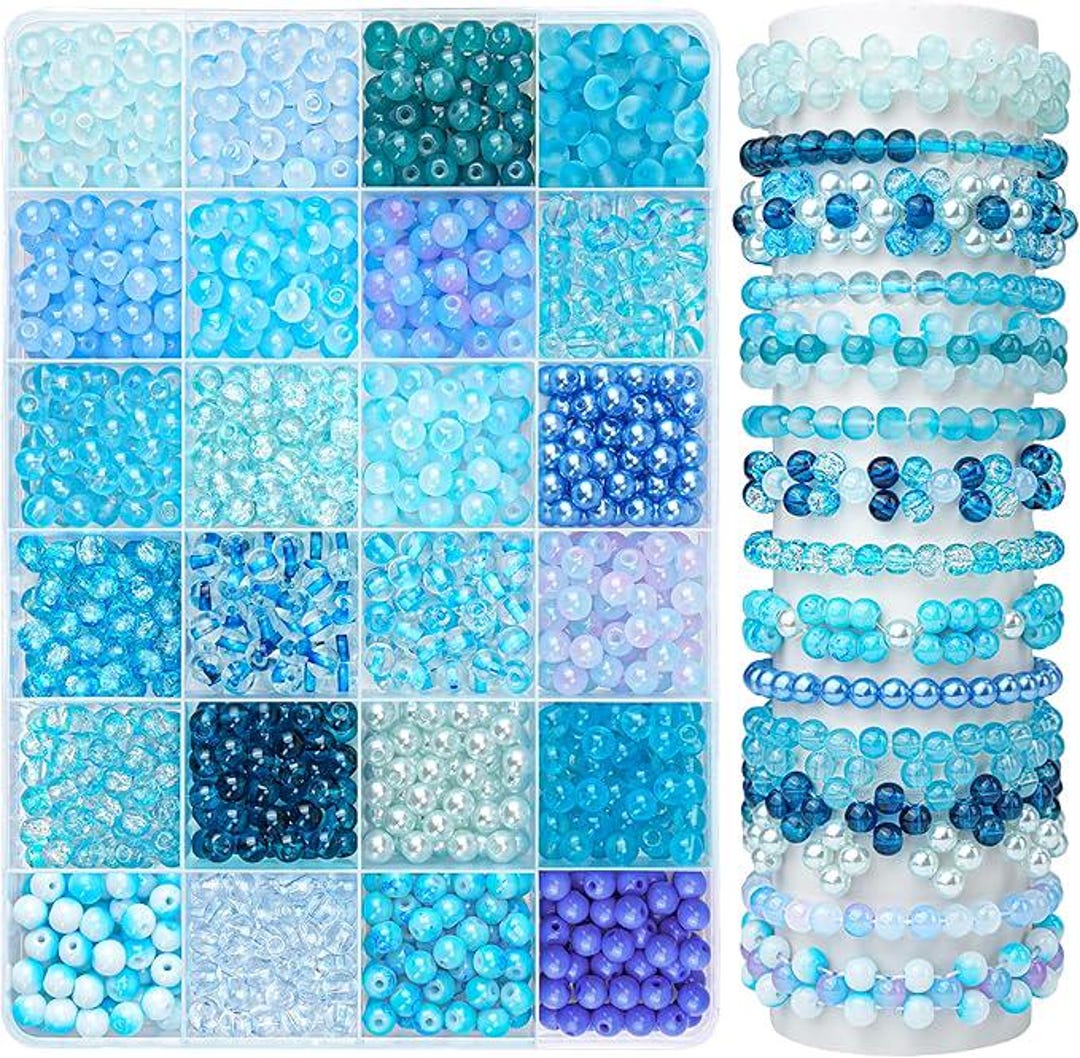 Blue Glass Beads 1200pcs 6mm DIY Bracelet & Jewelry Making Crystal ...