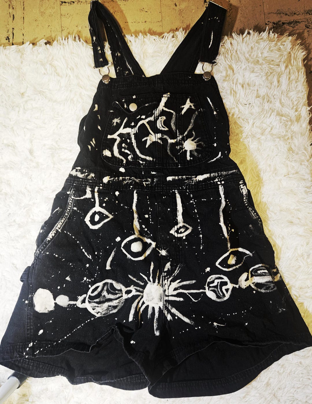 Upcycled Plus Size Overalls | Space-themed Bleach Splatter | Handmade ...