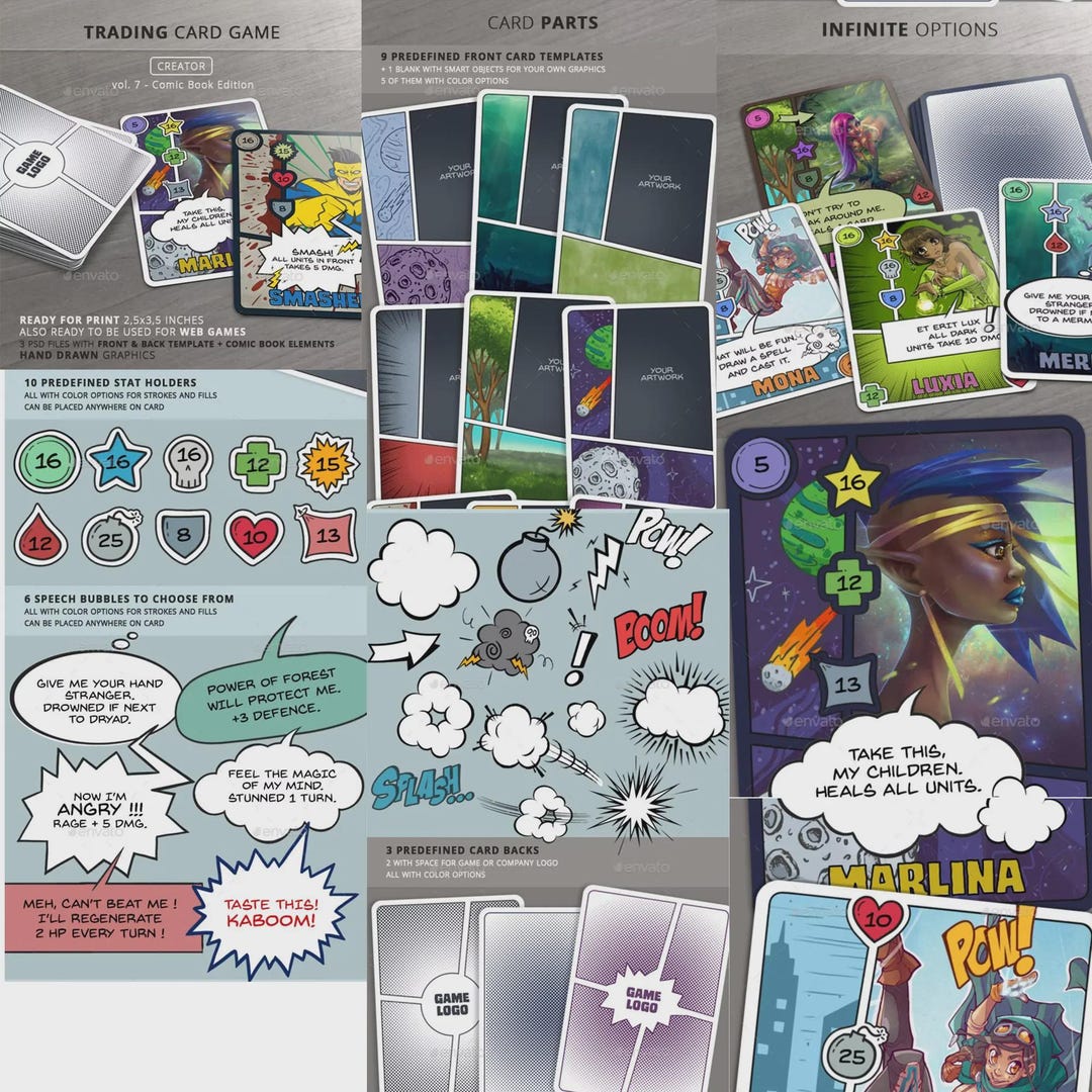 Trading Card Game (TCG) Template PSD, Editable Card Game Templates ...