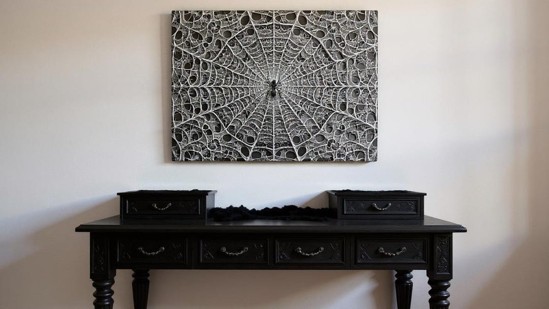 Spider Web Canvas Art: Gothic Halloween Wall Decor - Etsy