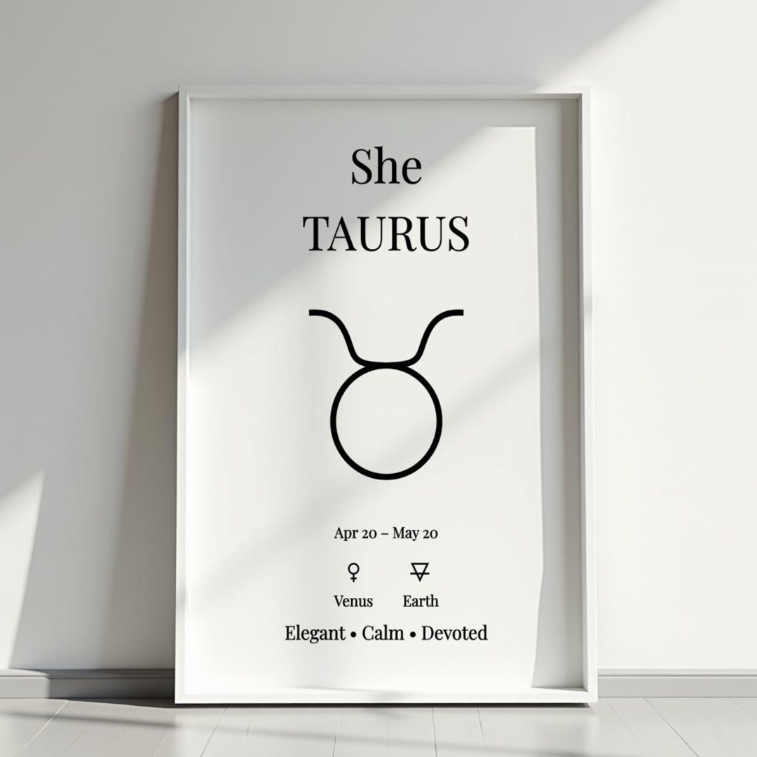 Taurus Woman Wall Art, She Poster, Astrology Decor, Minimal Horoscope ...