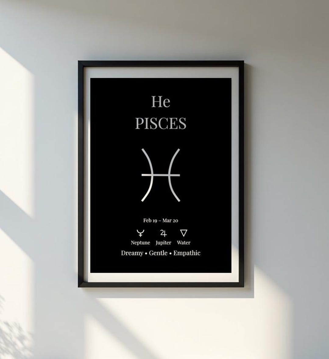He Pisces Zodiac Wall Art Printable Poster Gift for Men Astrology ...