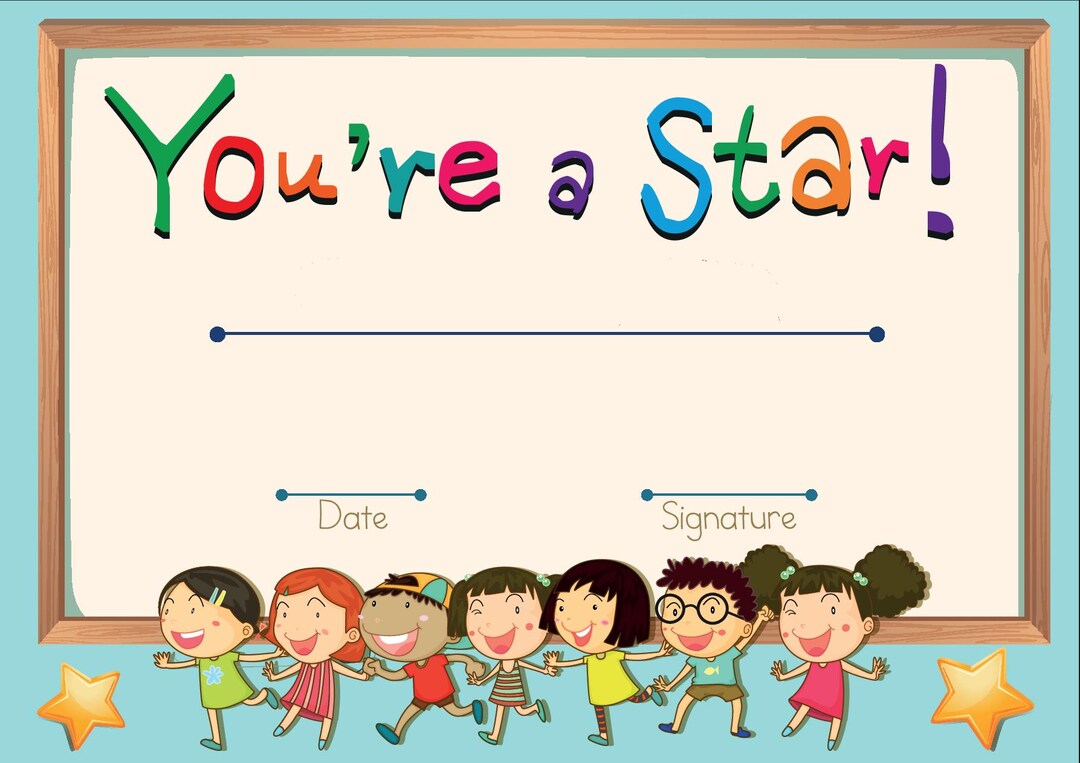 You're a Star Award Certificate: Kids Printable (PDF Download) - Etsy ...