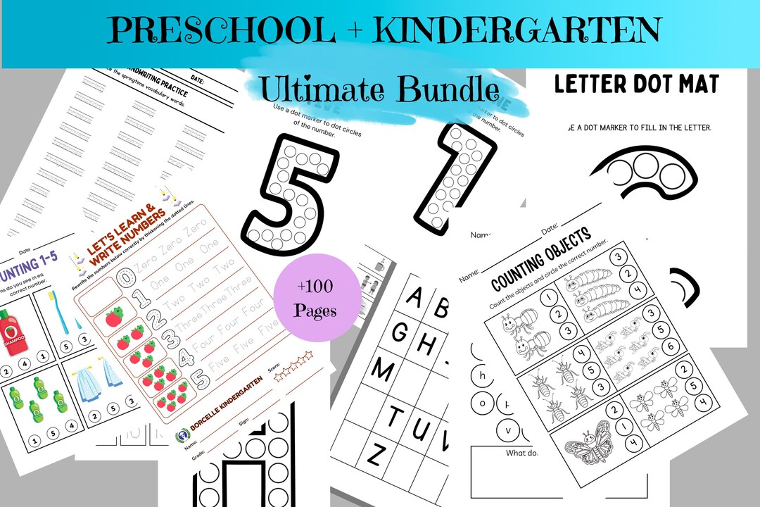 Preschool Pre-k + Kindergarten Learning Bundle | +100 Pages | Printable ...