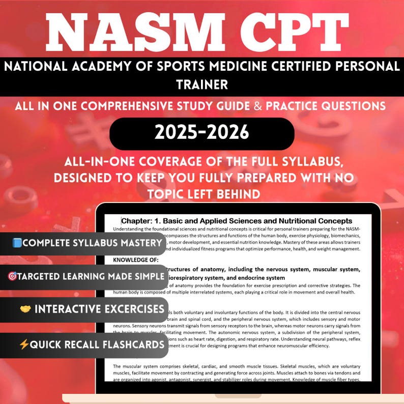 NASM-CPT Study Guide 2026 | CPT Exam | Cpt Resource | Cpt Ebook | Cpt ...