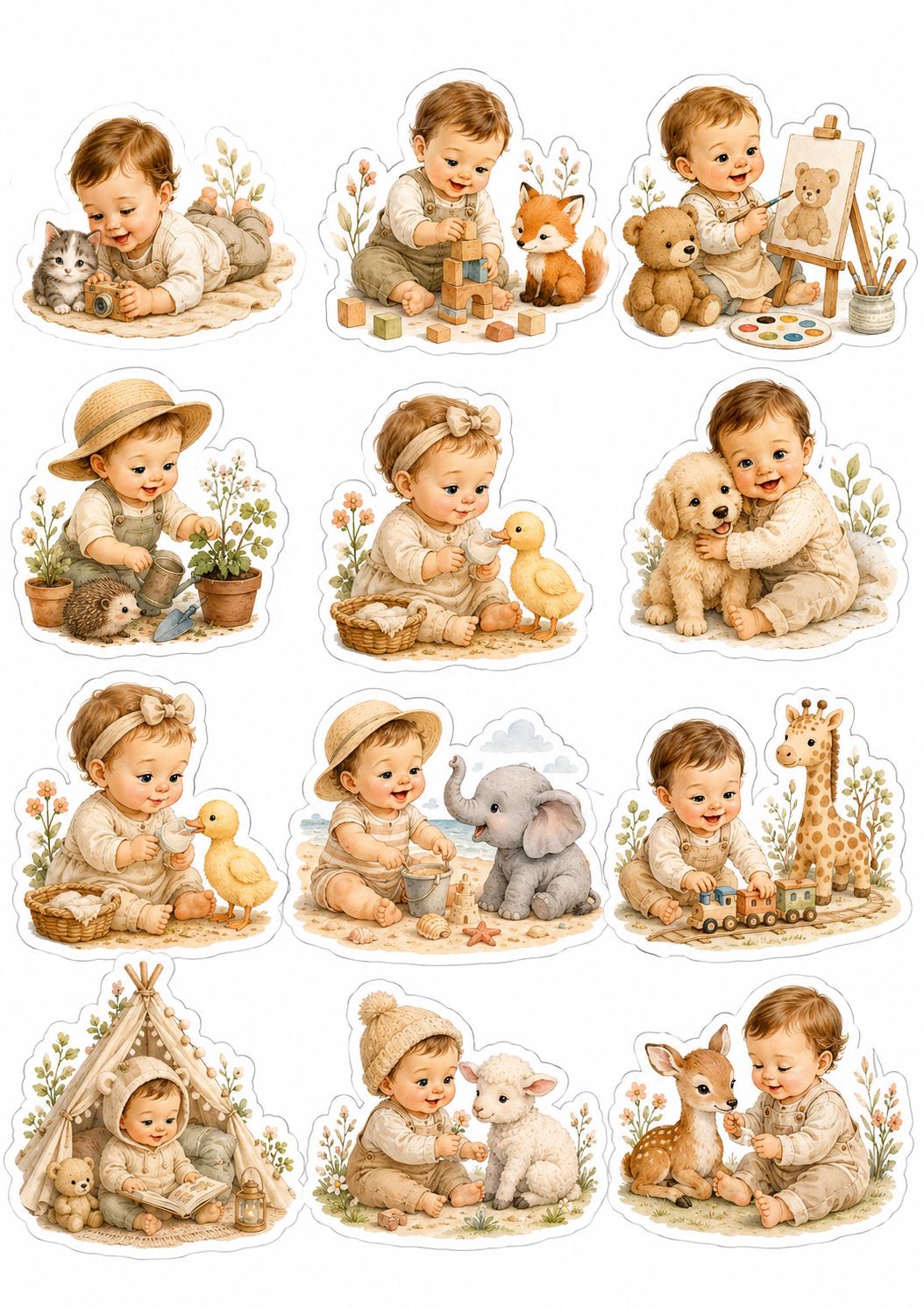 Printable Baby Stickers A4 Bundle, Cute Nursery Wall Art, Baby Playtime ...