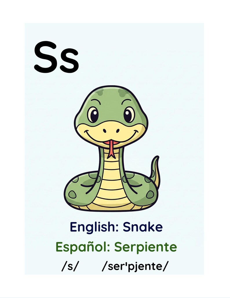 Bilingual ABC Poster | English Spanish Alphabet Chart With Animals ...