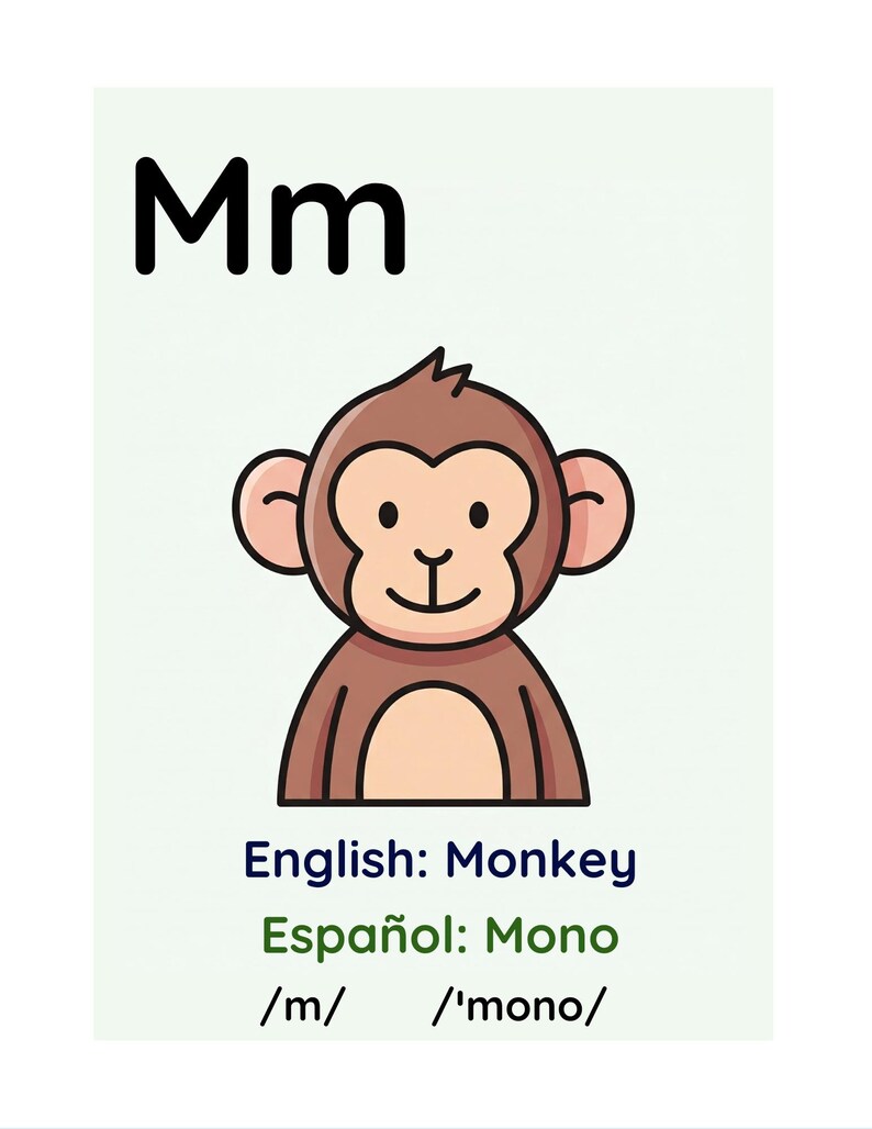 Bilingual ABC Poster | English Spanish Alphabet Chart With Animals ...