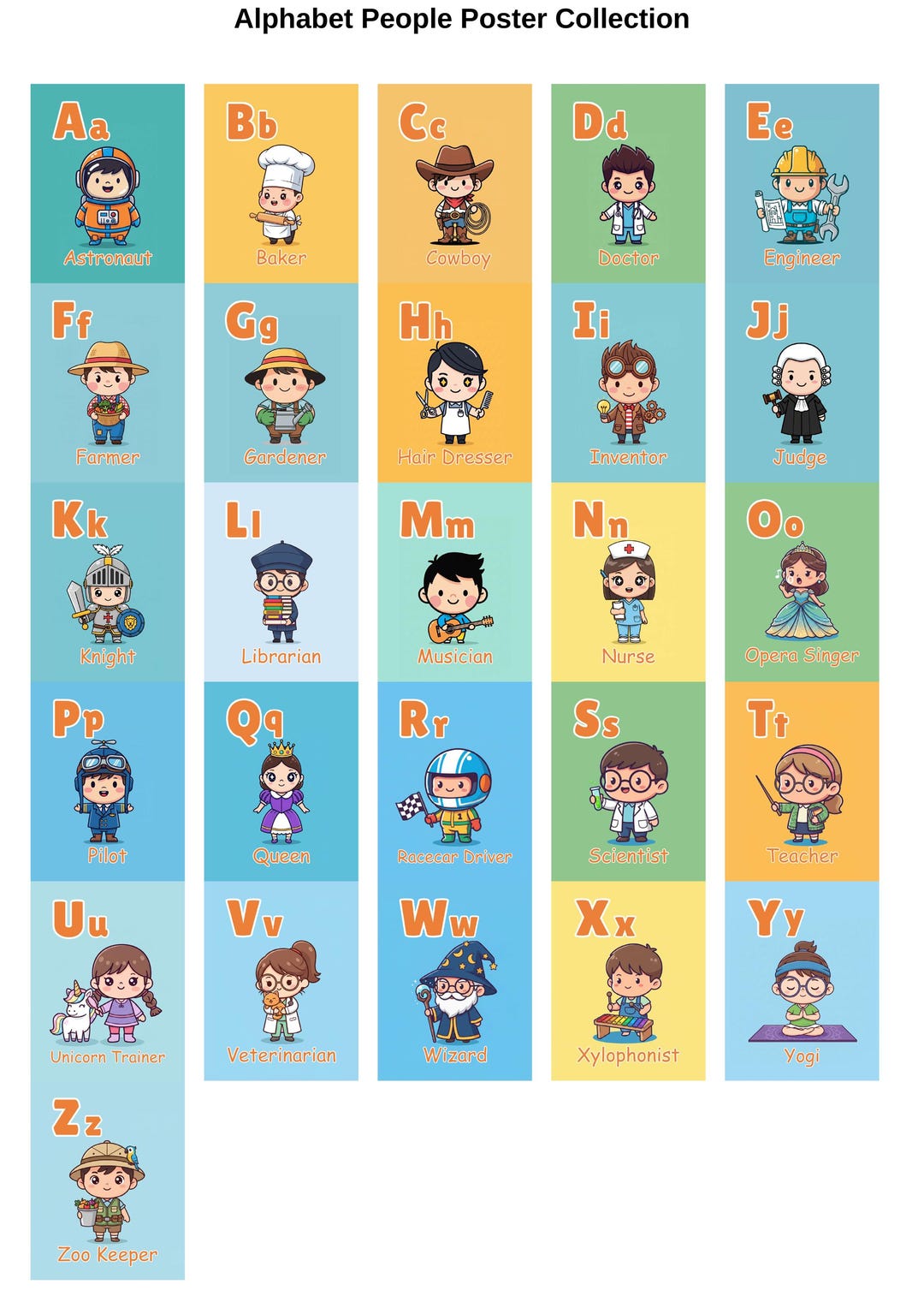 ABC Career Poster Set: Educational Prints for Kids (digital Download ...