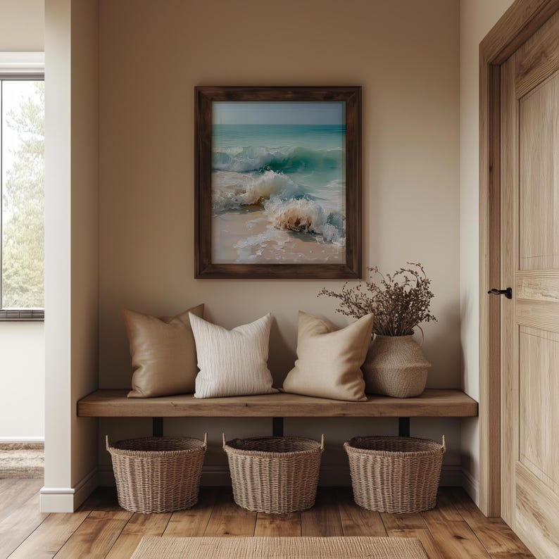 Coastal Turquoise Waves on Sandy Beach - Serene Coastal Photographic ...
